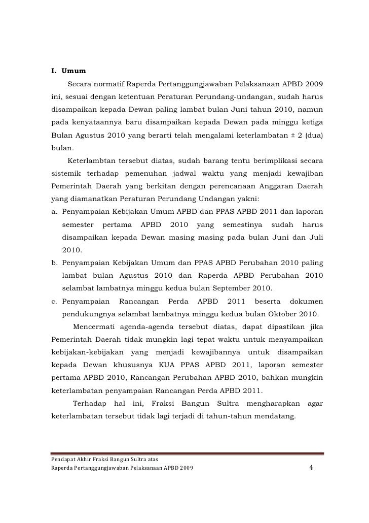 PENDAPAT AKHIR FRAKSI ATAS RAPERDA PERTANGGUNGJAWABAN PELAKSANAAN APBD