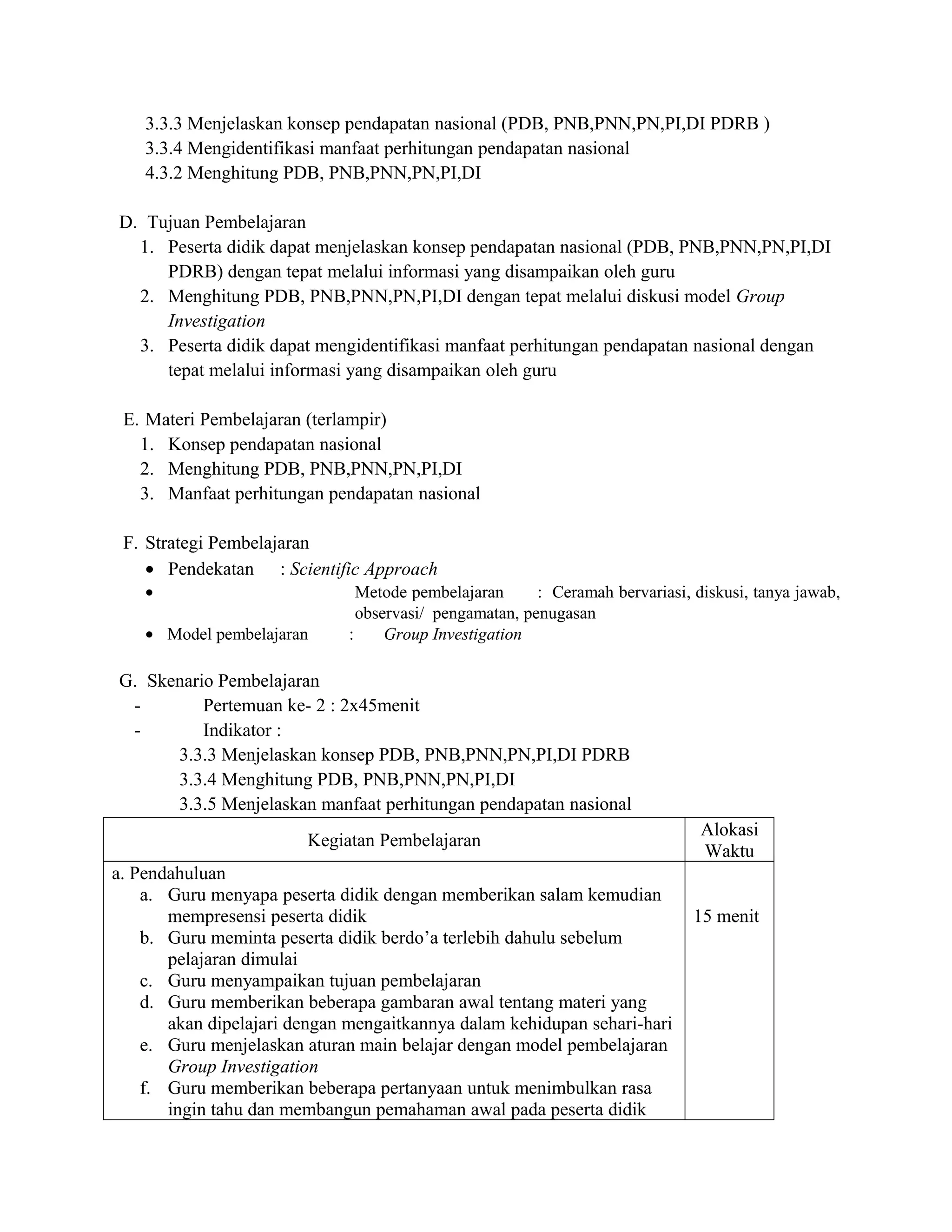 RPP Pendapatan nasional 2 | DOC