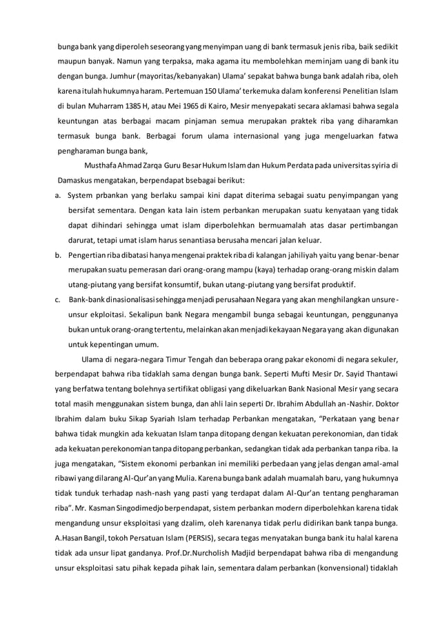 Pendapat ulama tentang bank | DOCX