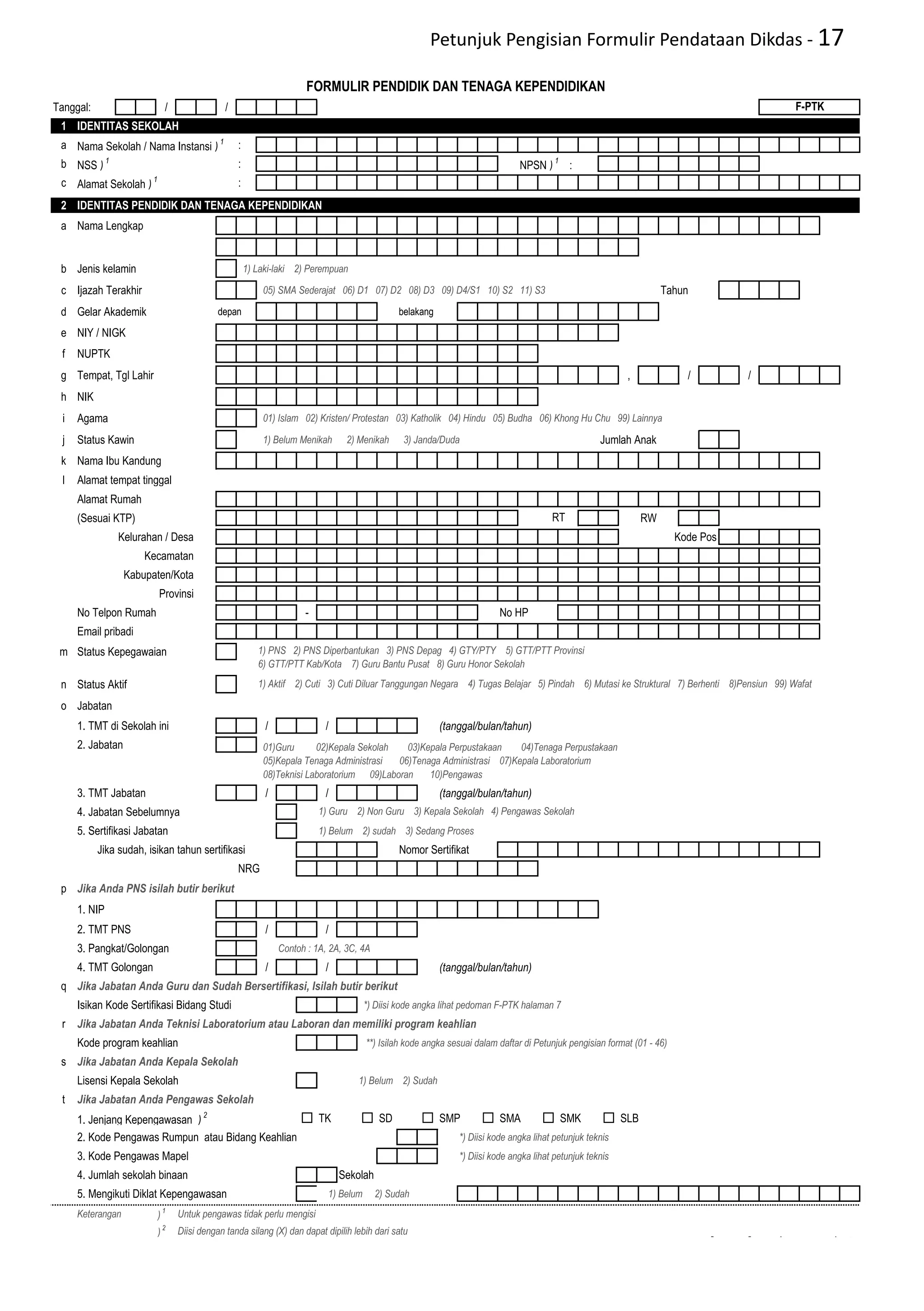 Pendataan pendidikan dasar, formulir dan panduannya (buku 1) | PDF