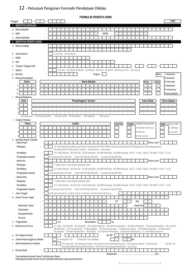 Pendataan pendidikan dasar, formulir dan panduannya (buku 1) | PDF