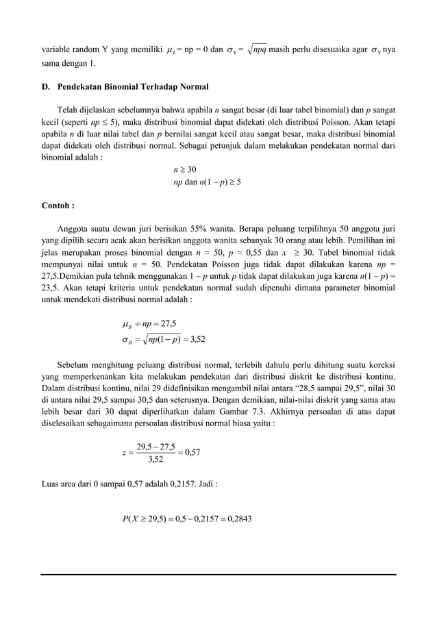 Pendekatan distribusi binomial ke normal | PDF