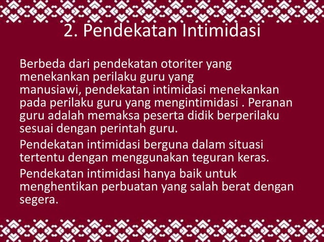 Pendekatan dalam manajemen kelas | PPTX
