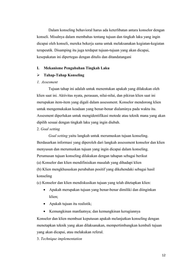 Pendekatan konseling behavioral | DOC