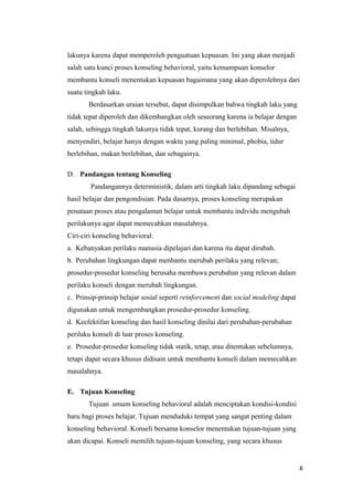 Pendekatan konseling behavioral | DOC