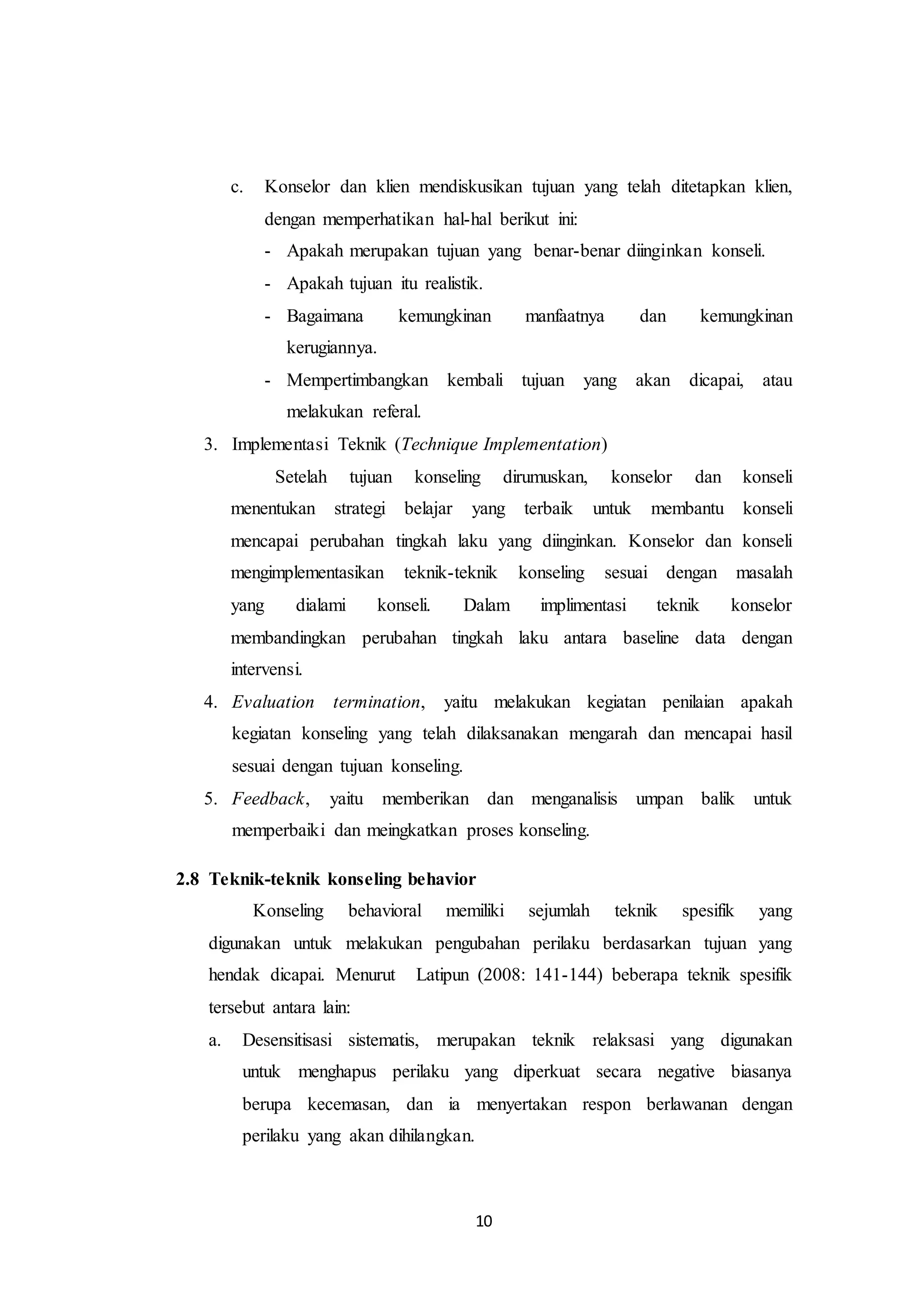 Pendekatan konseling behavioral | DOCX