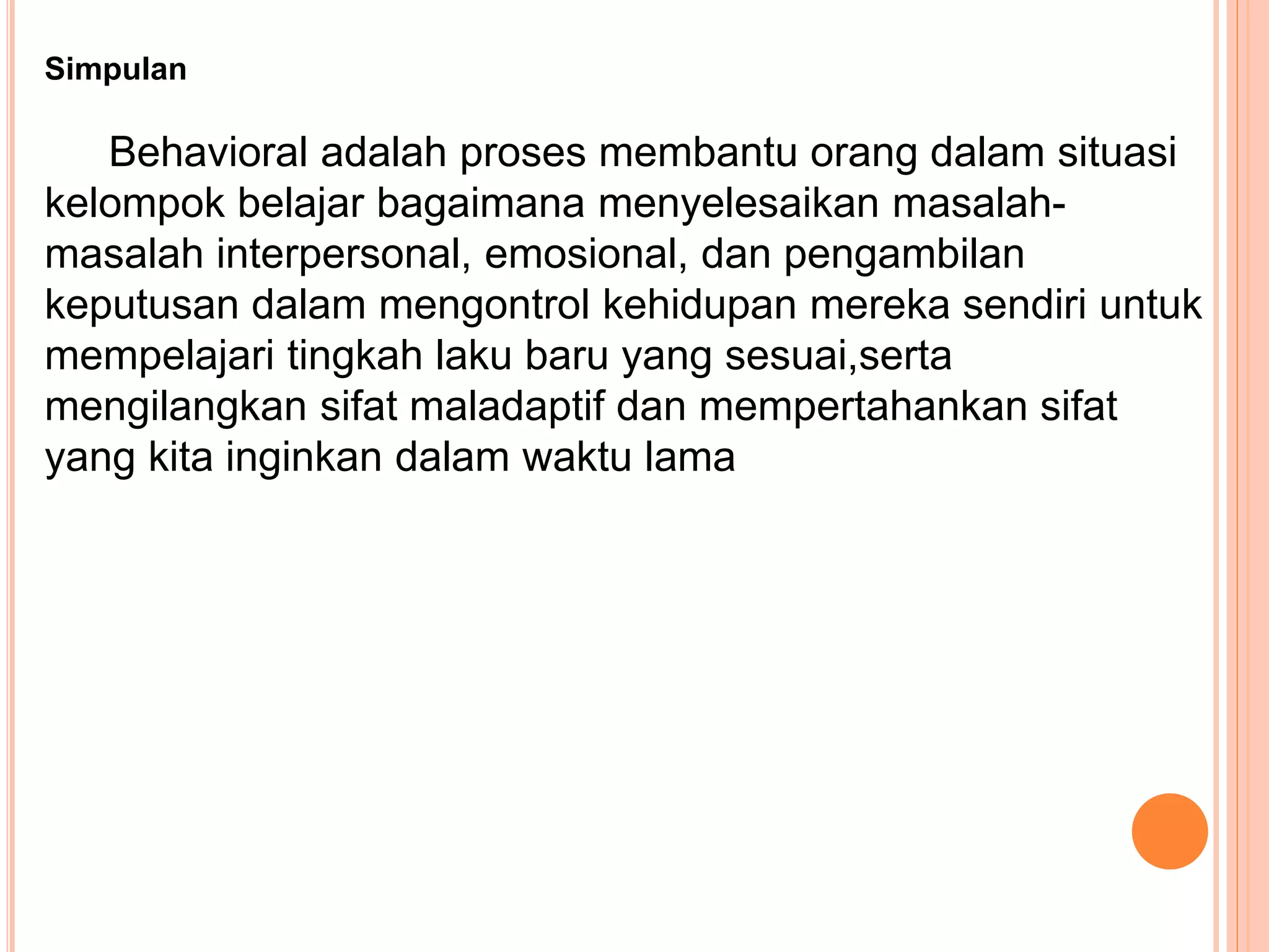 Pendekatan konseling behavioristik | PPTX