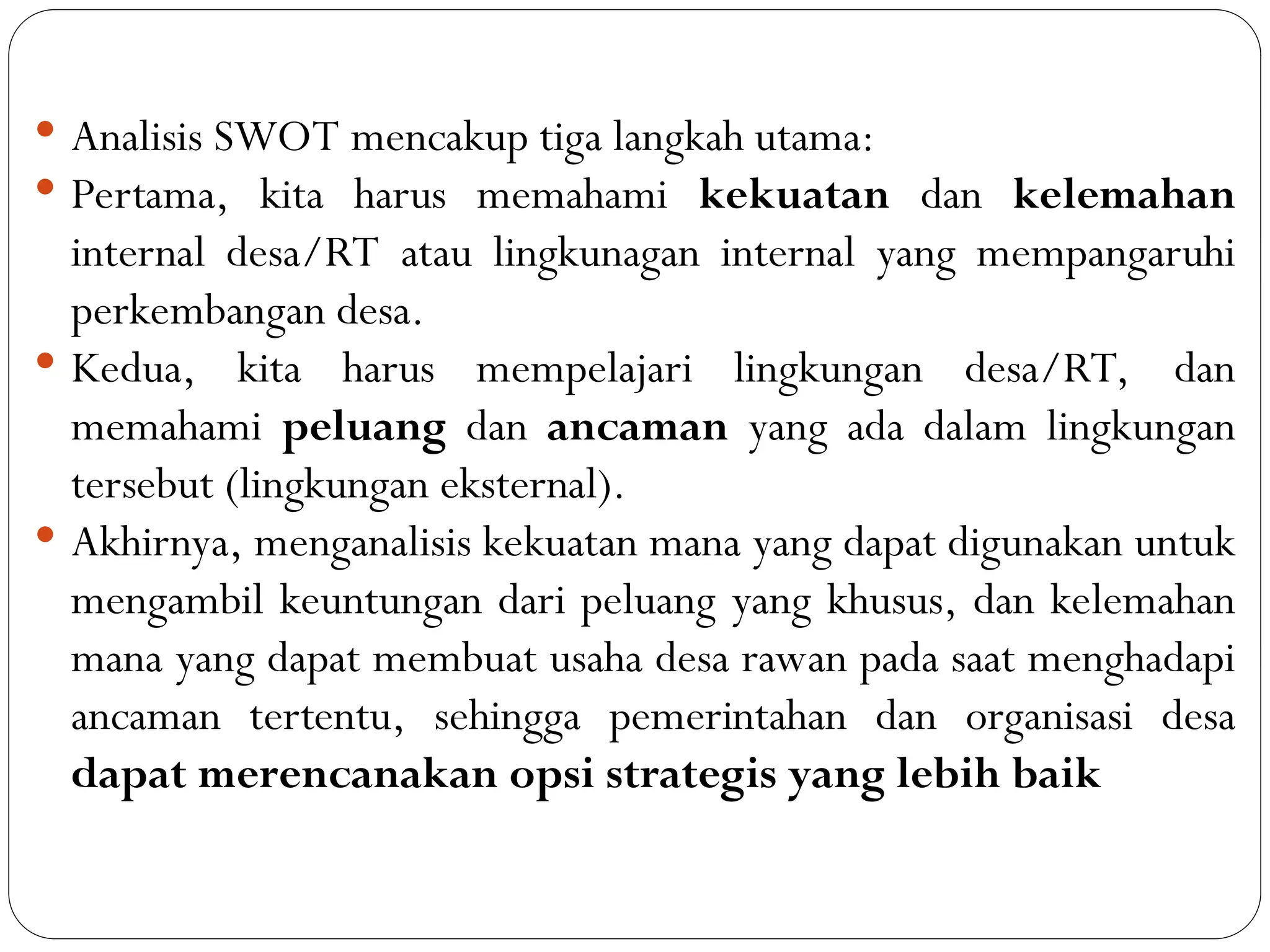 Pendekatan manajemen strategis perencanaan (Analisis SWOT).ppt