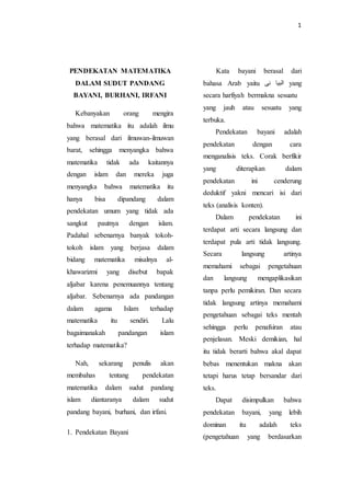Pendekatan matematika dalam sudut pandang bayani, burhani, irfani | PDF