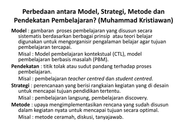 Pendekatan, Model, Strategi dan Metode Pembelajaran.ppt