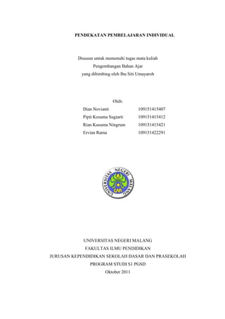 Pendekatan pembelajaran individual (KELOMPOK 3) | DOCX