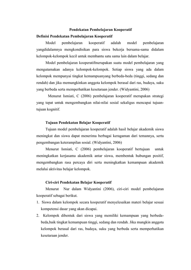 Pendekatan pembelajaran kooperatif | PDF