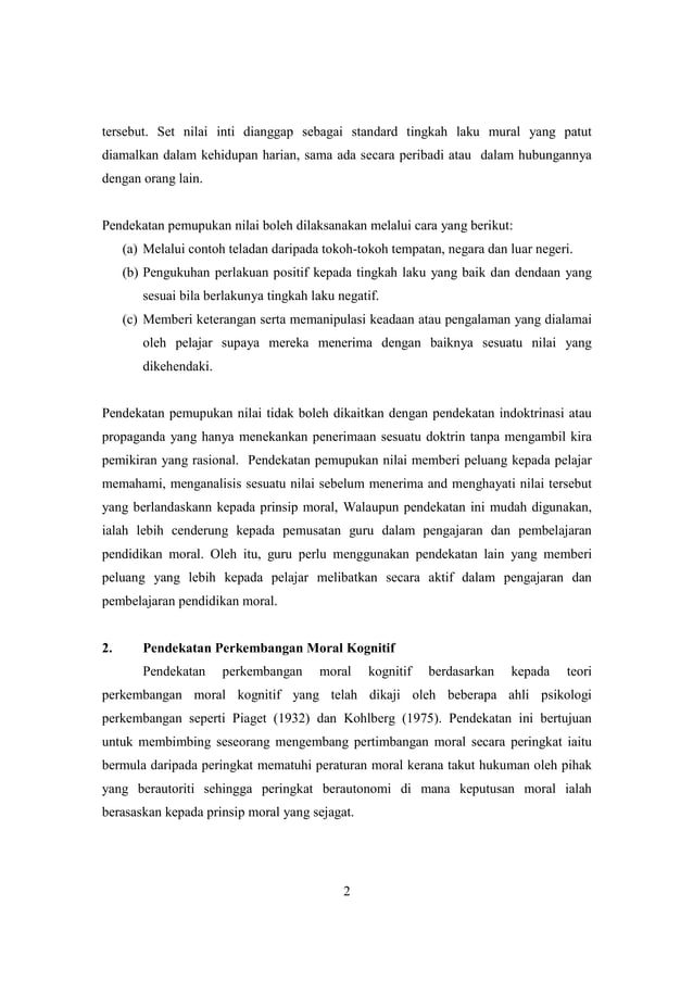 Pendekatan pendidikan moral | PDF