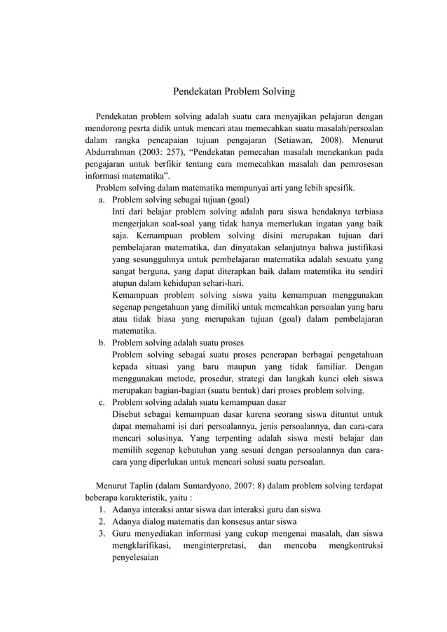 Pendekatan problem solving | DOCX