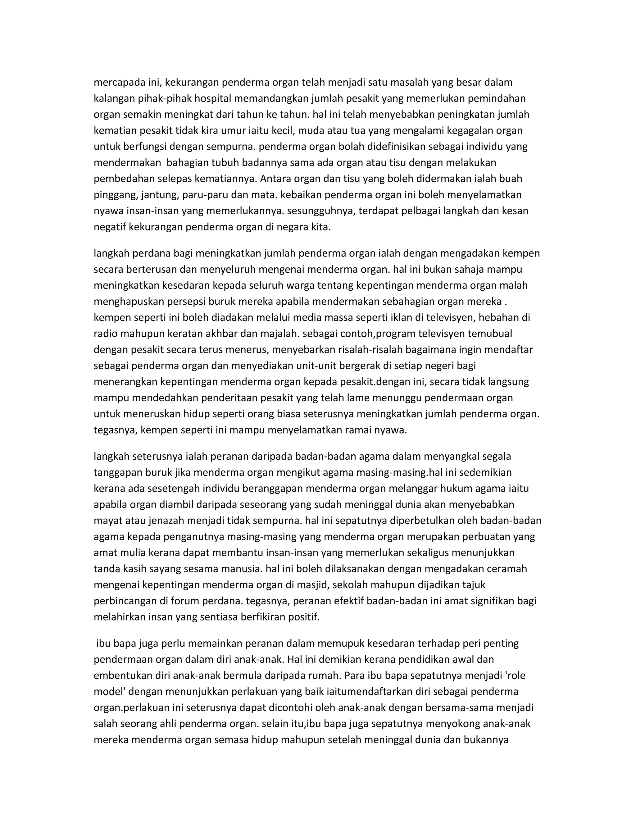 KESAN DAN LANGKAH PENDERMAAN ORGAN | RTF