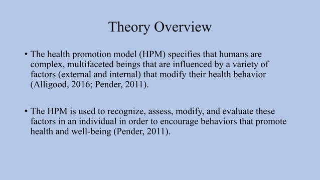 Pender's Health Promotion Model | PPTX | Healthy Living