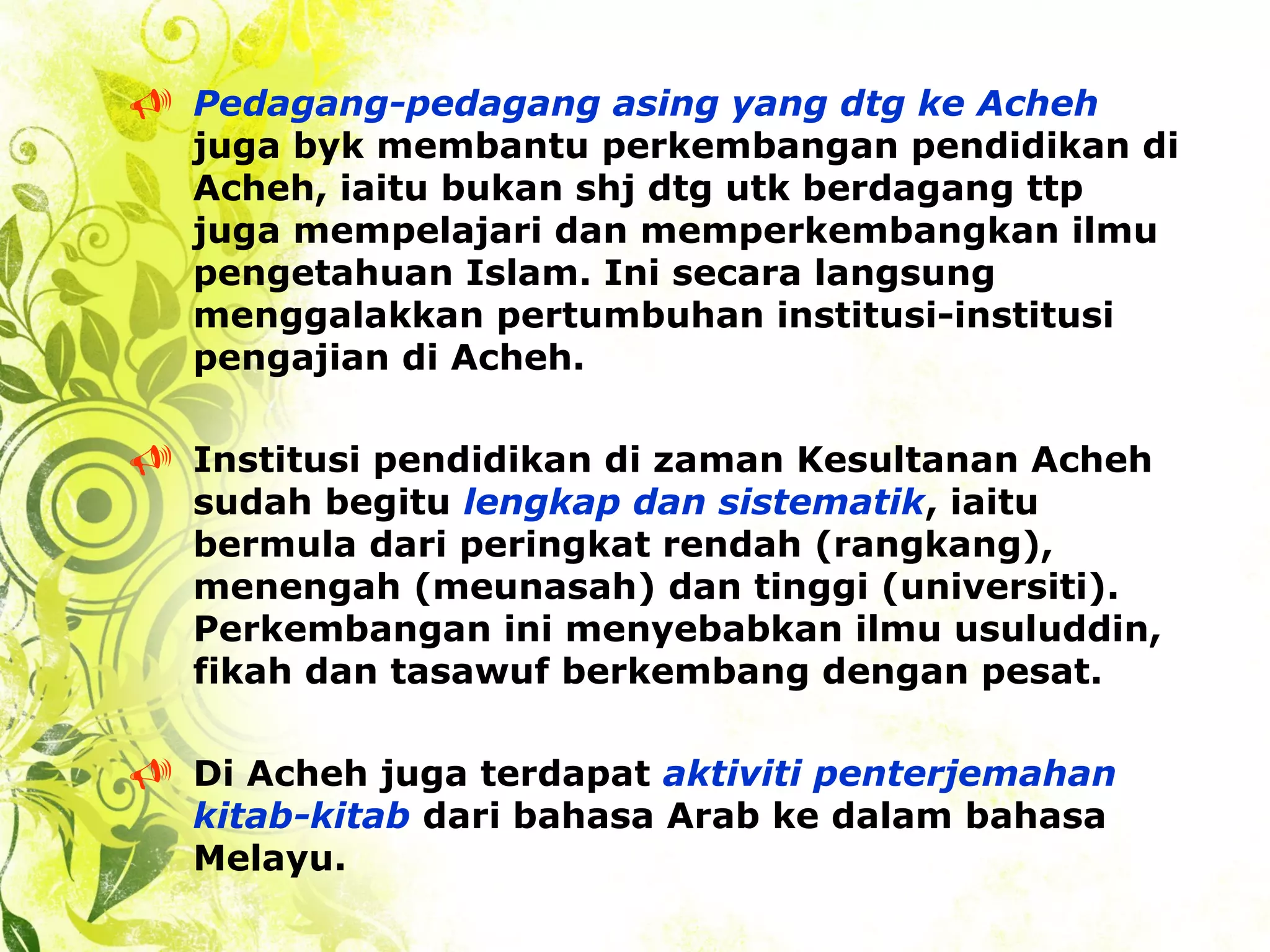 PERKEMBANGAN PENDIDIKAN DI MESIR DAN ACHEH | PPT