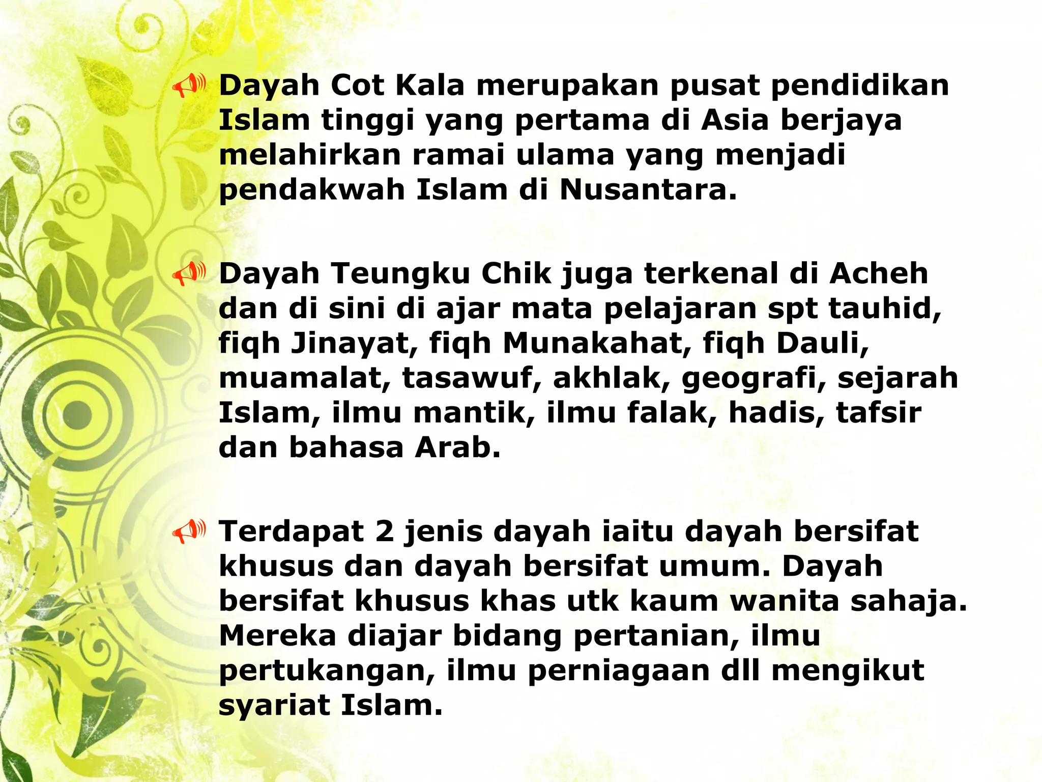 PERKEMBANGAN PENDIDIKAN DI MESIR DAN ACHEH | PPT