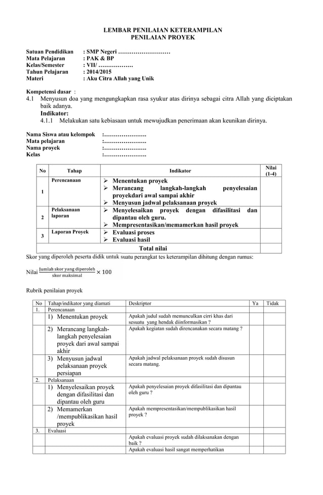 RPP Pendidikan Agama Katolik dan Budi Pekerti SMP Kelas VII | PDF