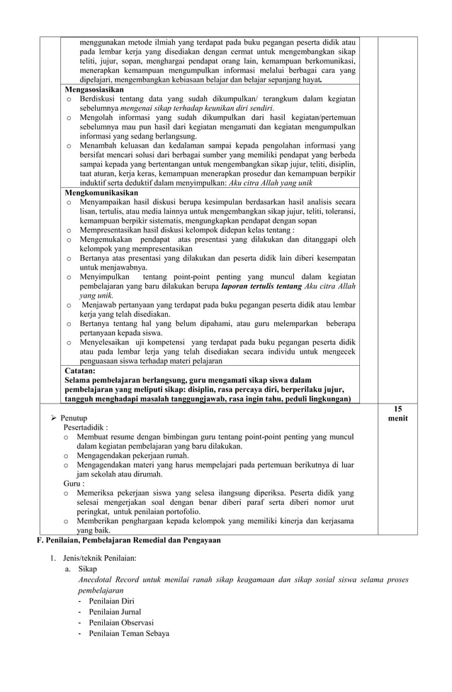 RPP Pendidikan Agama Katolik dan Budi Pekerti SMP Kelas VII | PDF