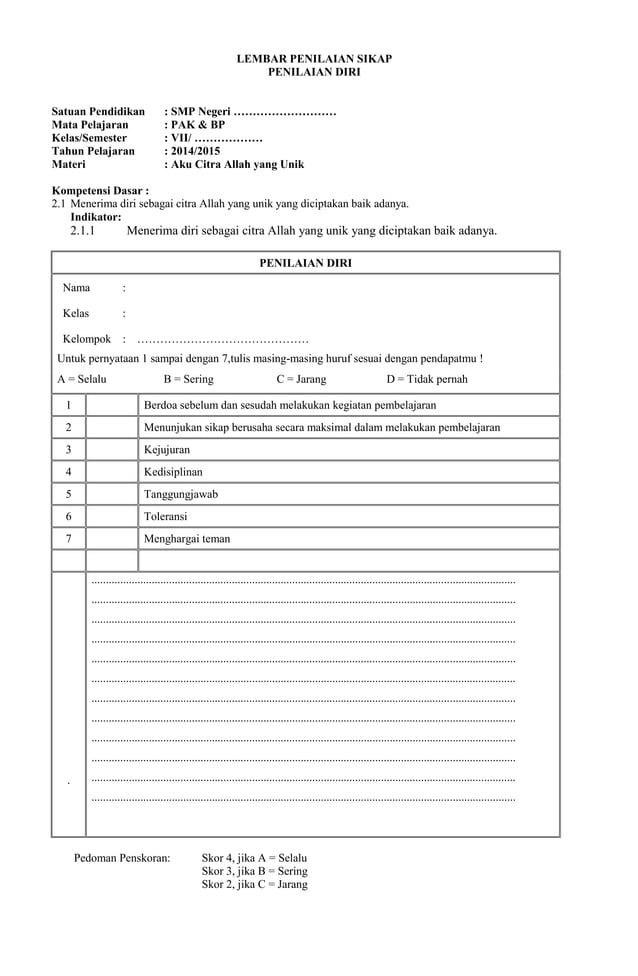 RPP Pendidikan Agama Katolik dan Budi Pekerti SMP Kelas VII | PDF