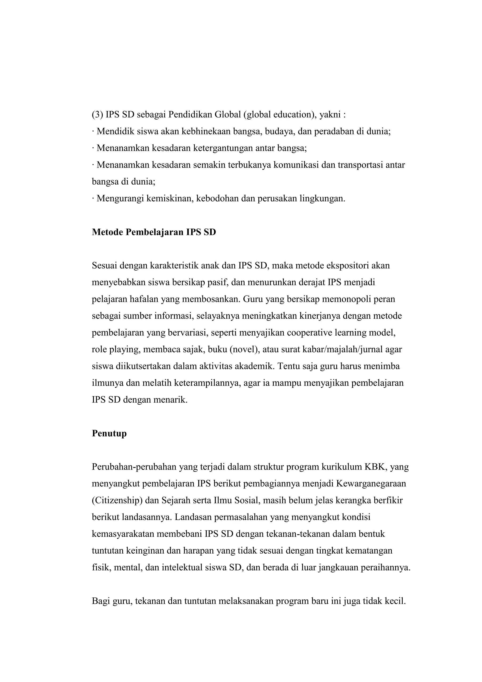 Pendidikan ips di sd | DOCX