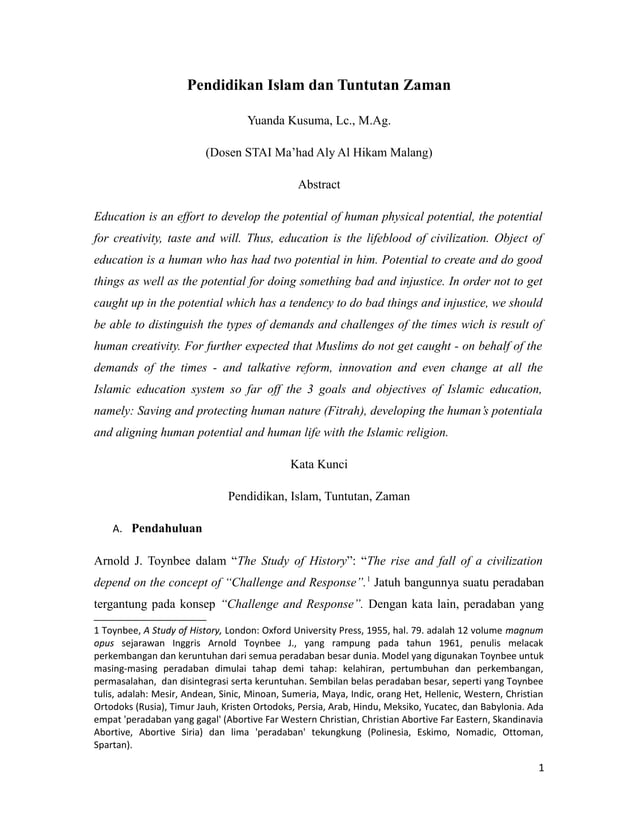 Pendidikan islam dan tuntutan zaman | PDF