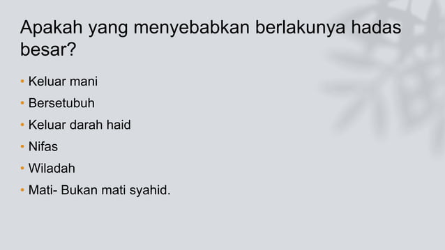 Pendidikan islam tahun 3 bersuci daripada hadas besar | PPTX