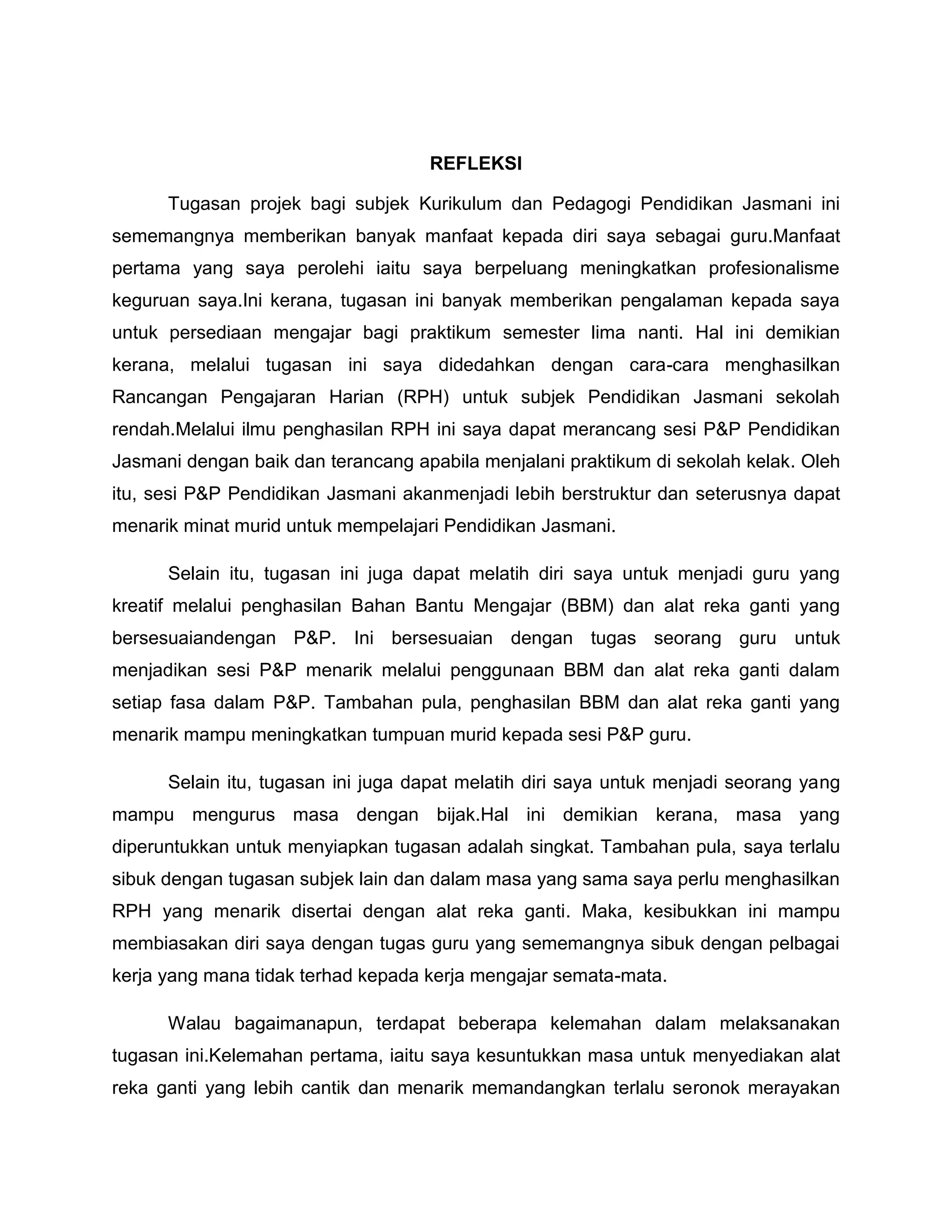 CONTOH RPH PENDIDIKAN JASMANI SUBJEK PEDAGOGI PJ | DOCX