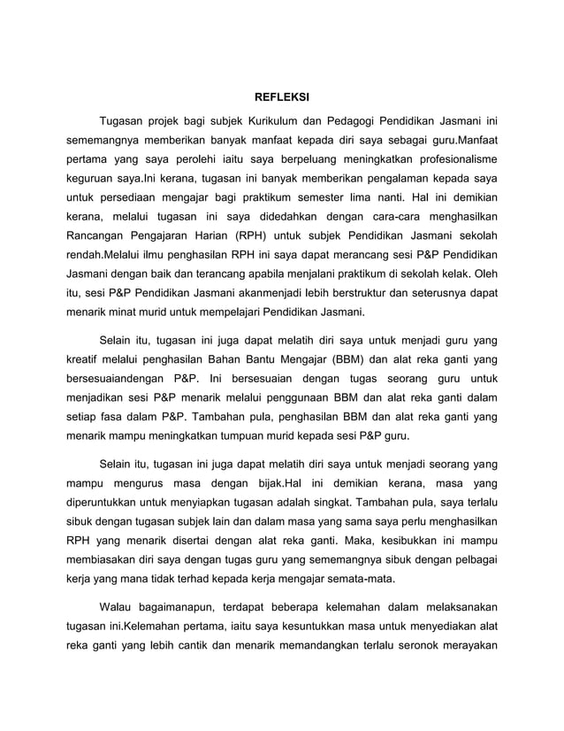 CONTOH RPH PENDIDIKAN JASMANI SUBJEK PEDAGOGI PJ | DOCX