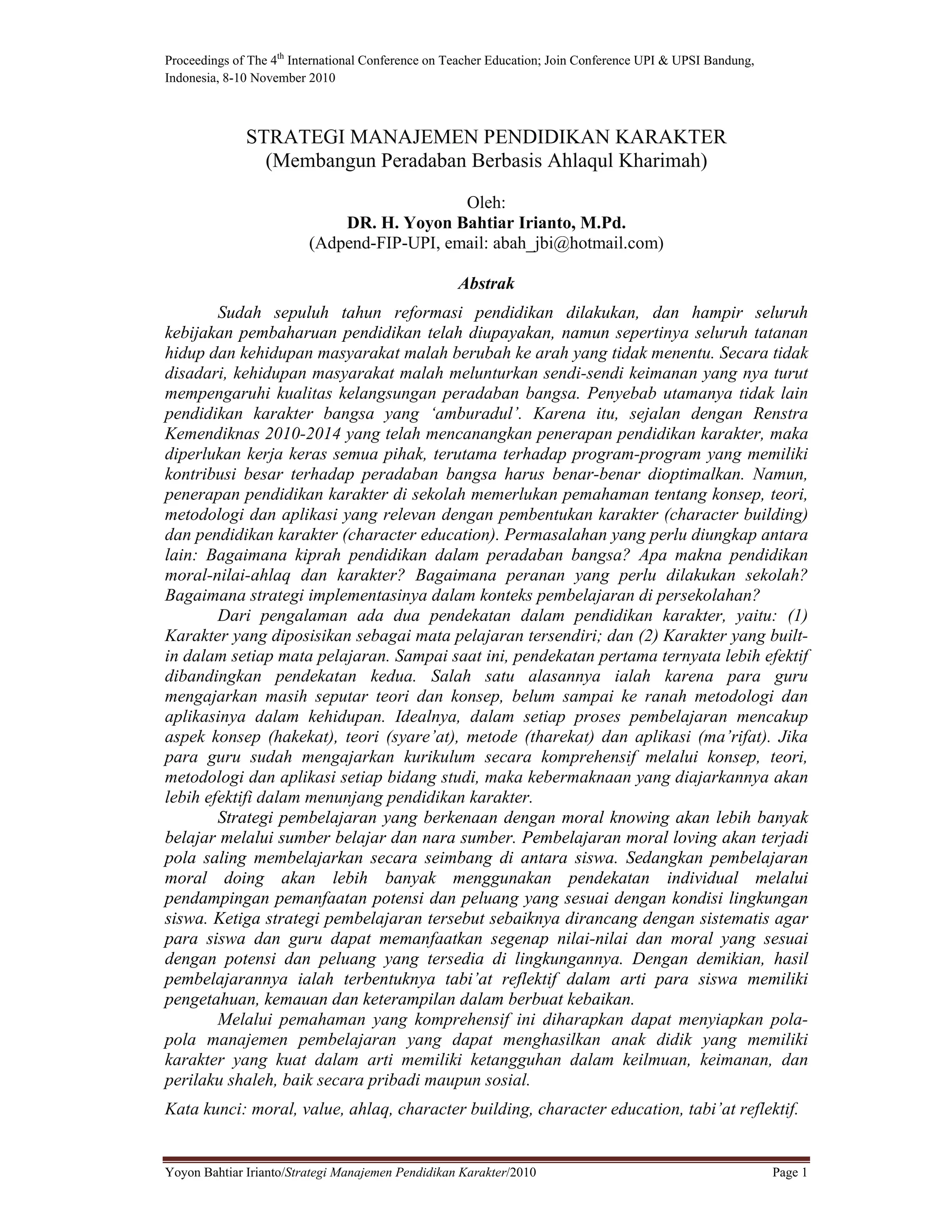 Pendidikan karakter | PDF