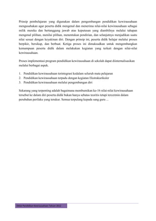 Pendidikan kewirausahaan | PDF