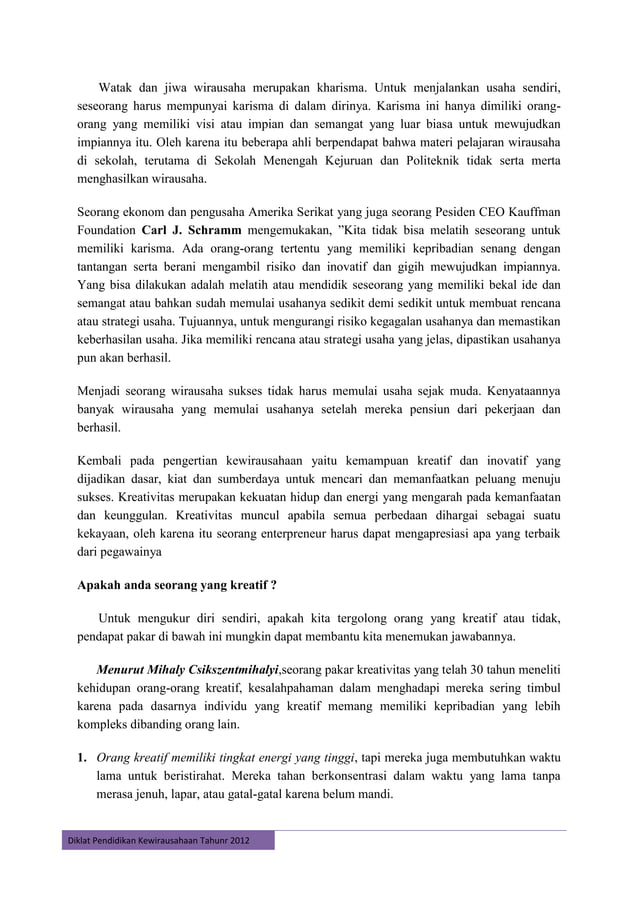 Pendidikan kewirausahaan | DOCX