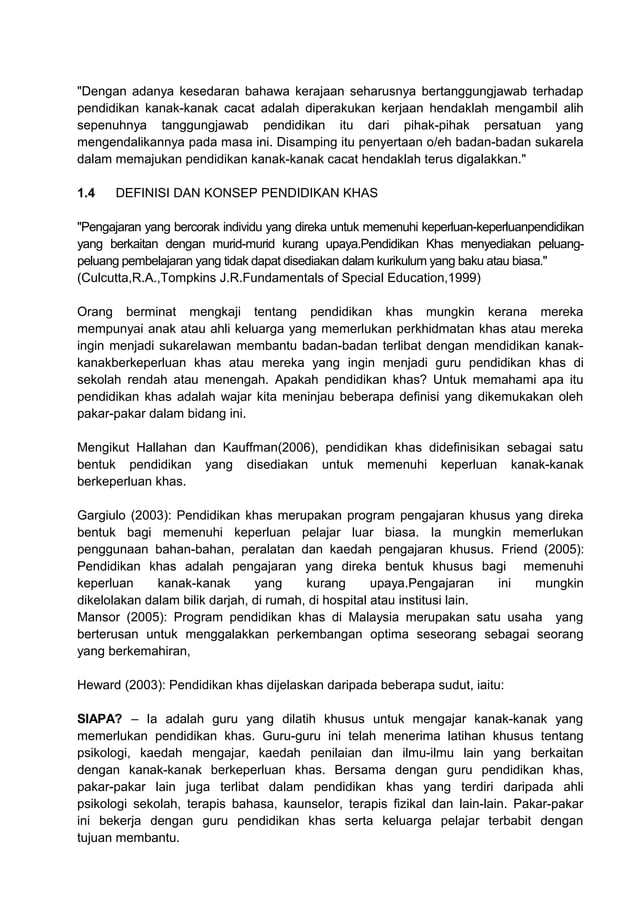 Pendidikan khas kanak kanak prasekolah | DOC