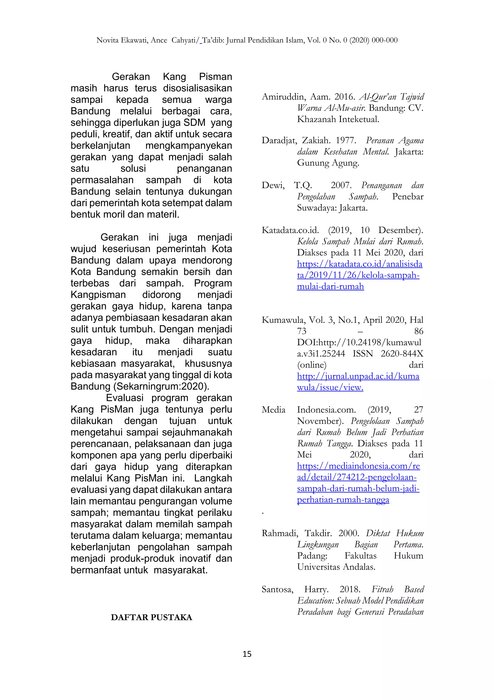 Pendidikan lingkungan hidup (eco education) dalam keluarga melalui ...