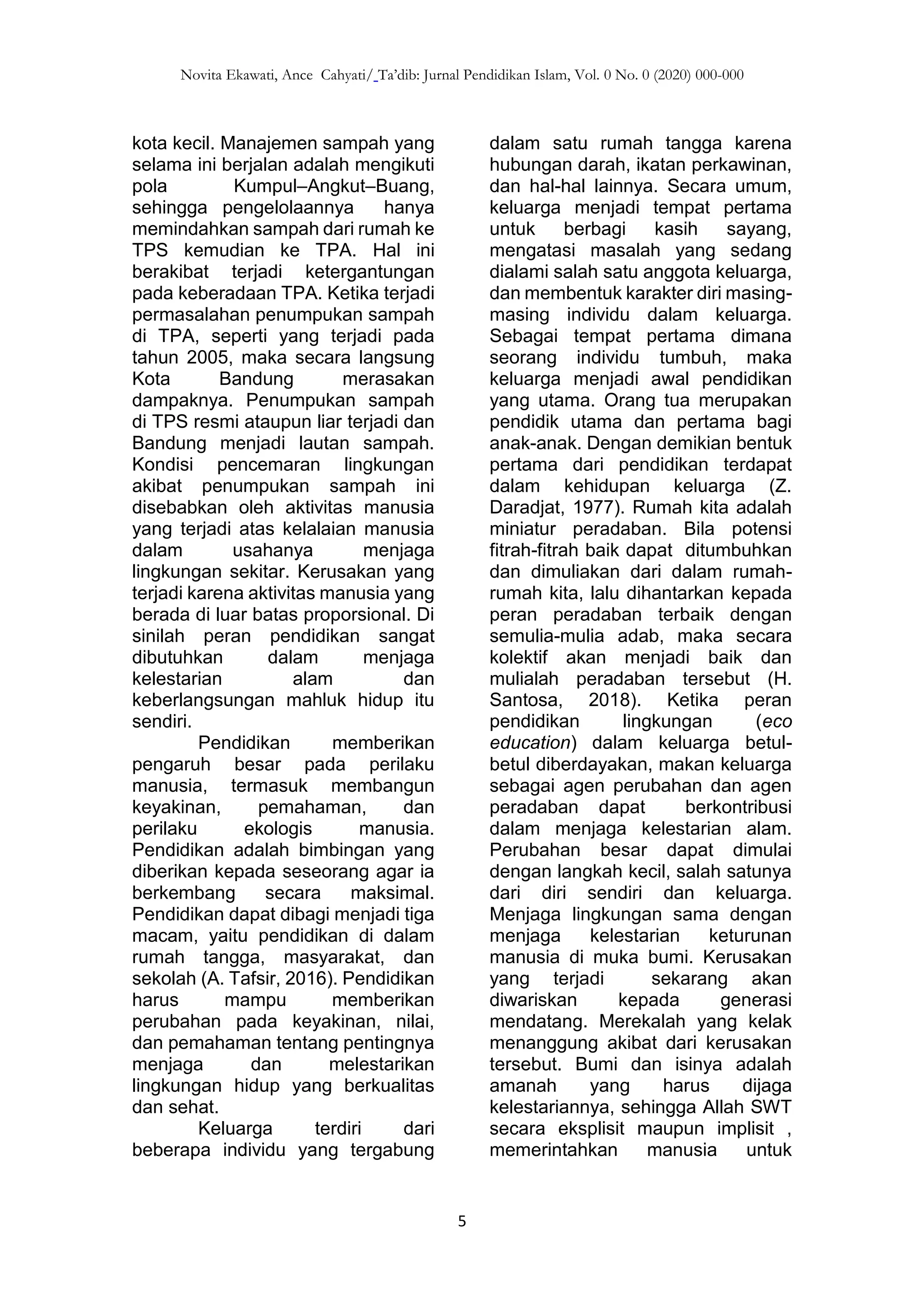 Pendidikan lingkungan hidup (eco education) dalam keluarga melalui ...