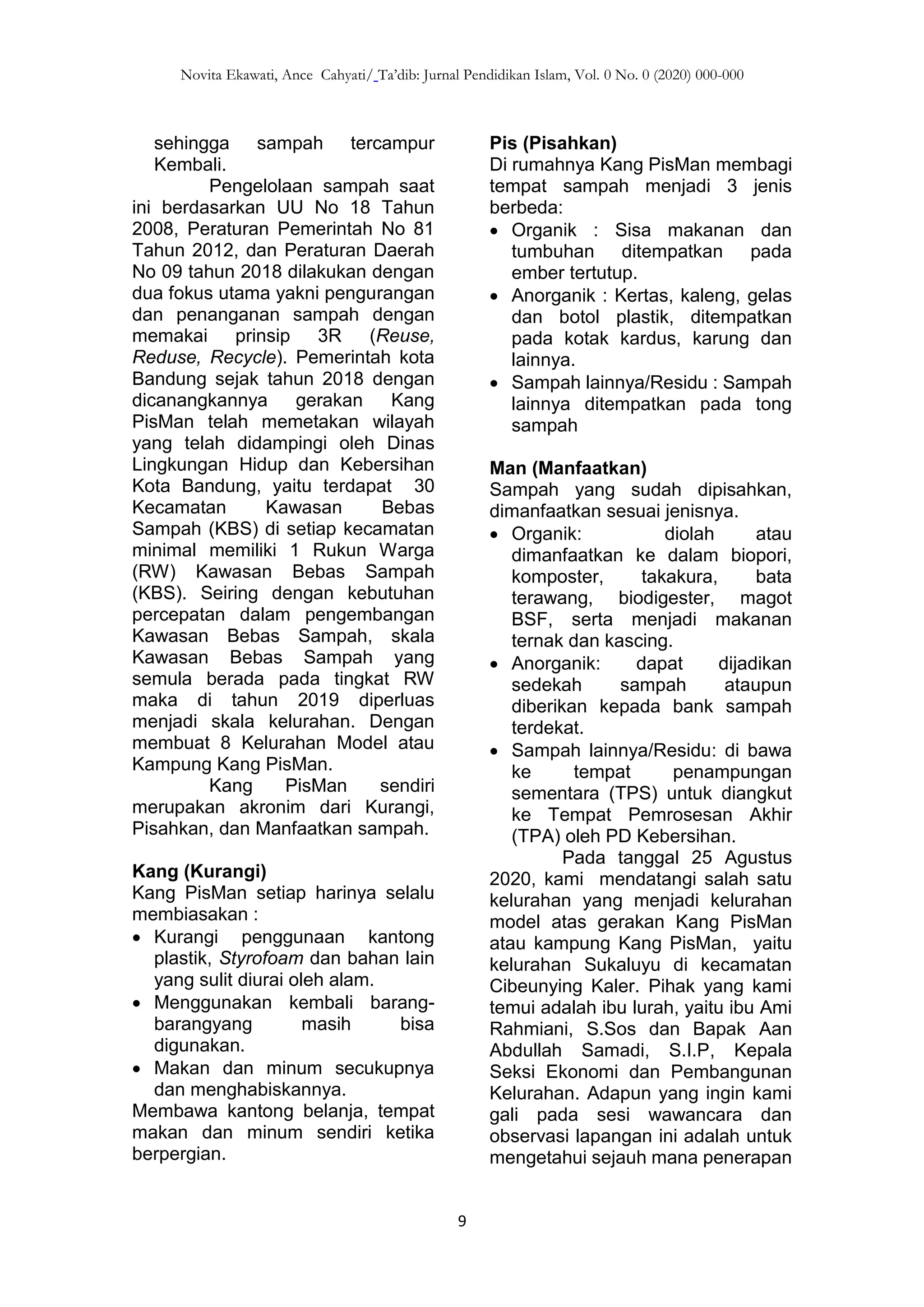 Pendidikan lingkungan hidup (eco education) dalam keluarga melalui ...