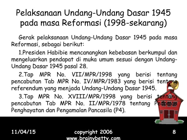Pendidikan pancasila (pelaksanaan uud'45) | PPT