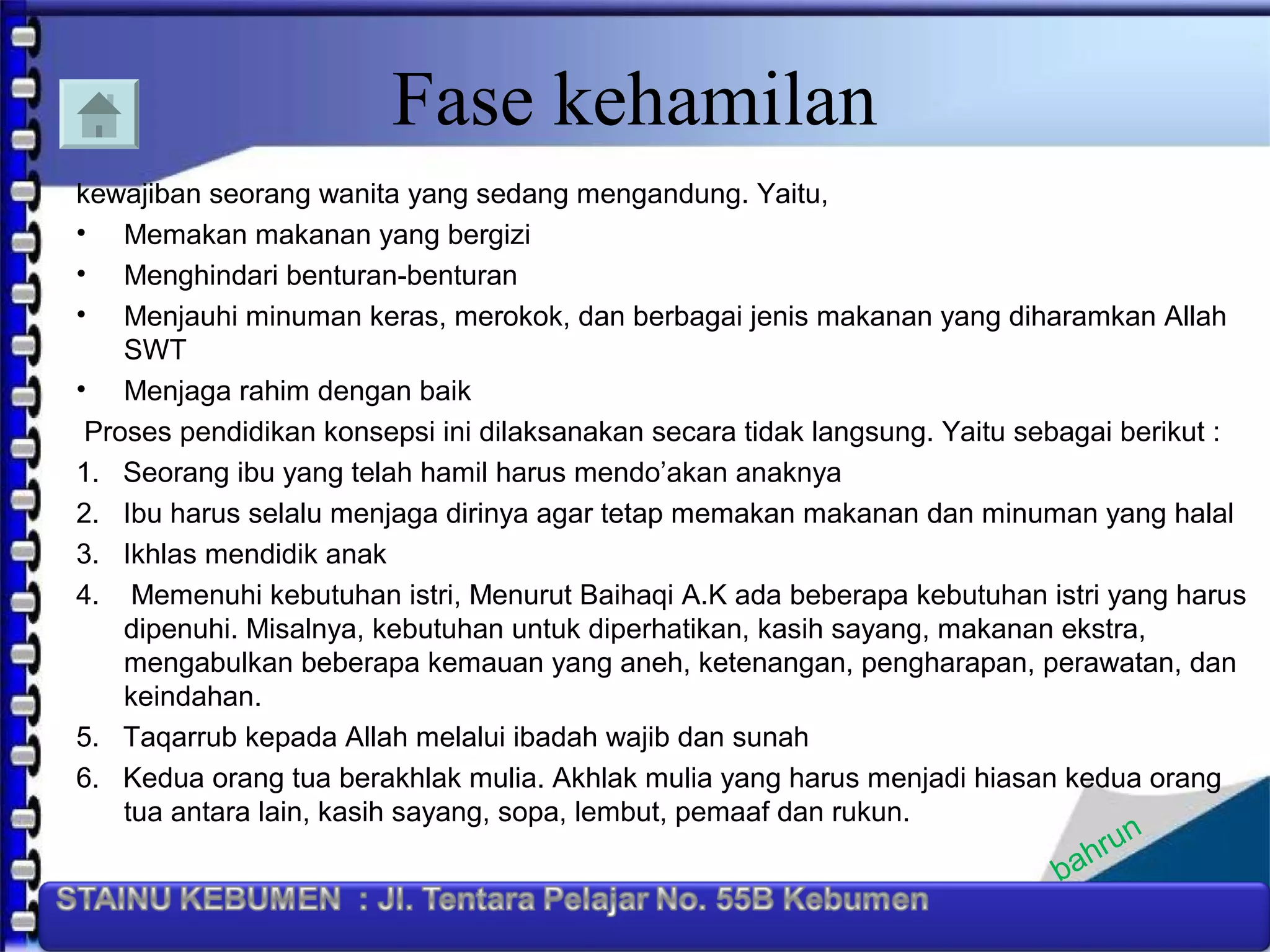 Pendidikan pranatal menurut agama islam | PPT