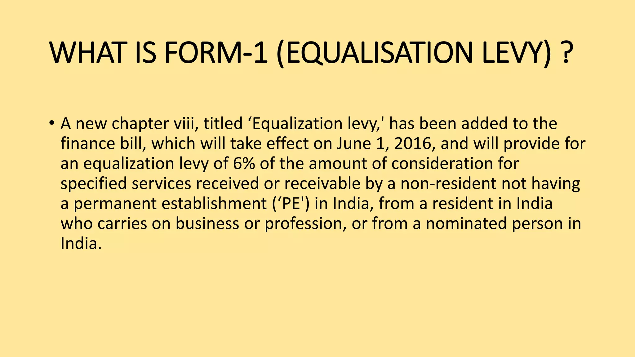 How to file form-1 (equalization levy) on new income-tax portal? | PPTX