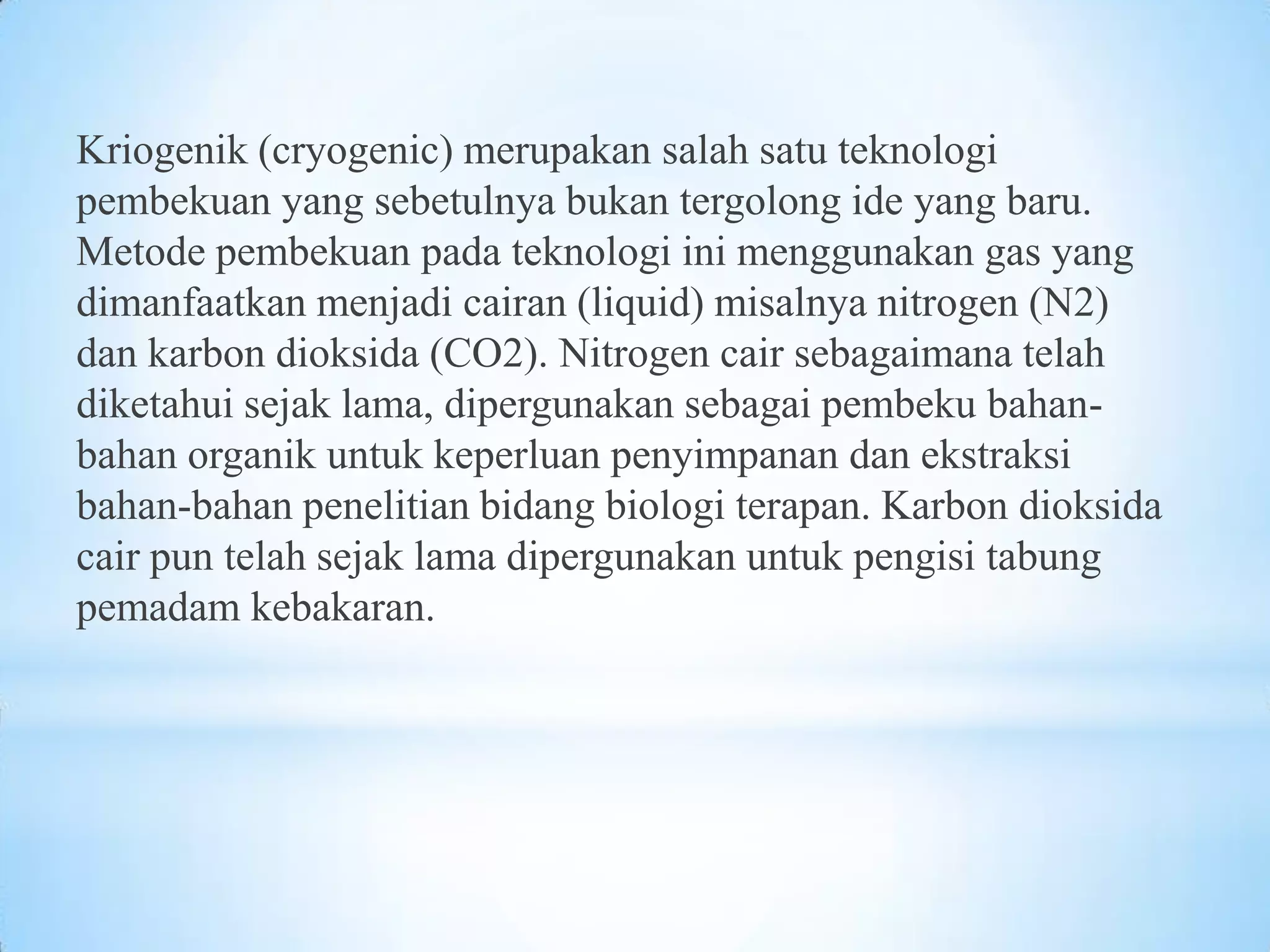 Pendinginan dengan menggunakan sistem kriogenik | PPTX
