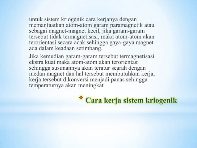 Pendinginan dengan menggunakan sistem kriogenik | PPTX