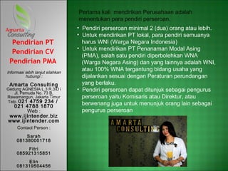 Pendirian PT CV PMA | PPT