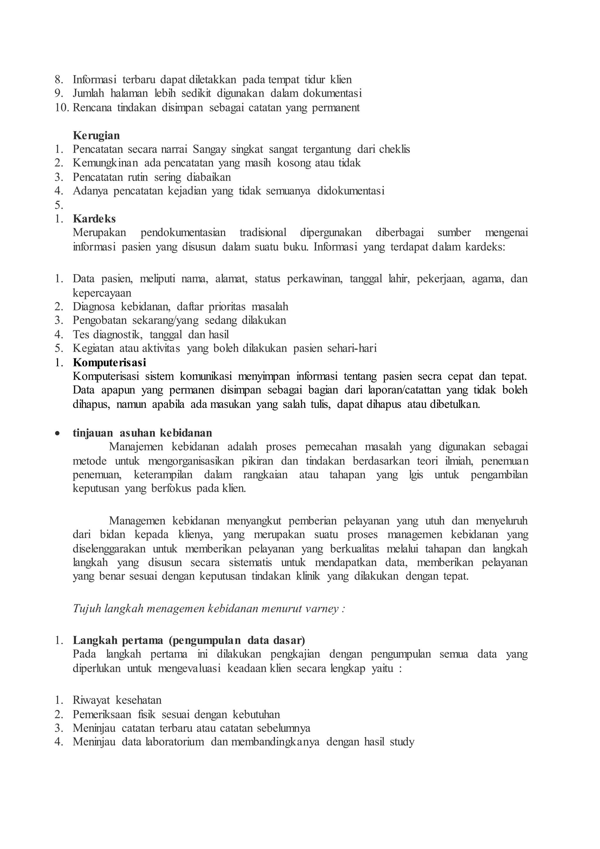Pendokumentasian asuhan kehamilan | DOCX