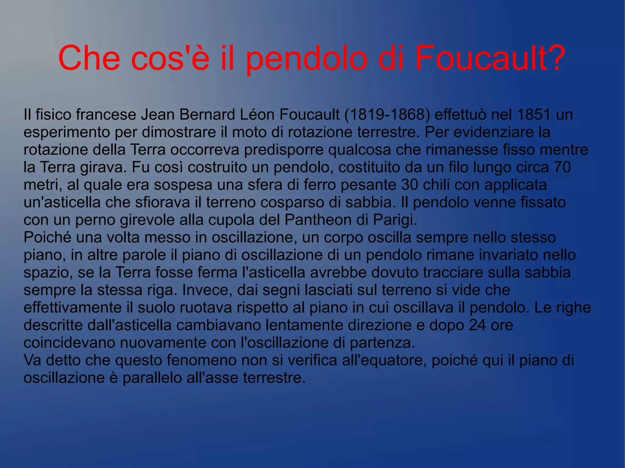 Pendolo di foucault pamela | ODP