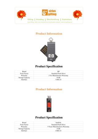 Pendrive Catalogue - 2GB & 8GB | PDF