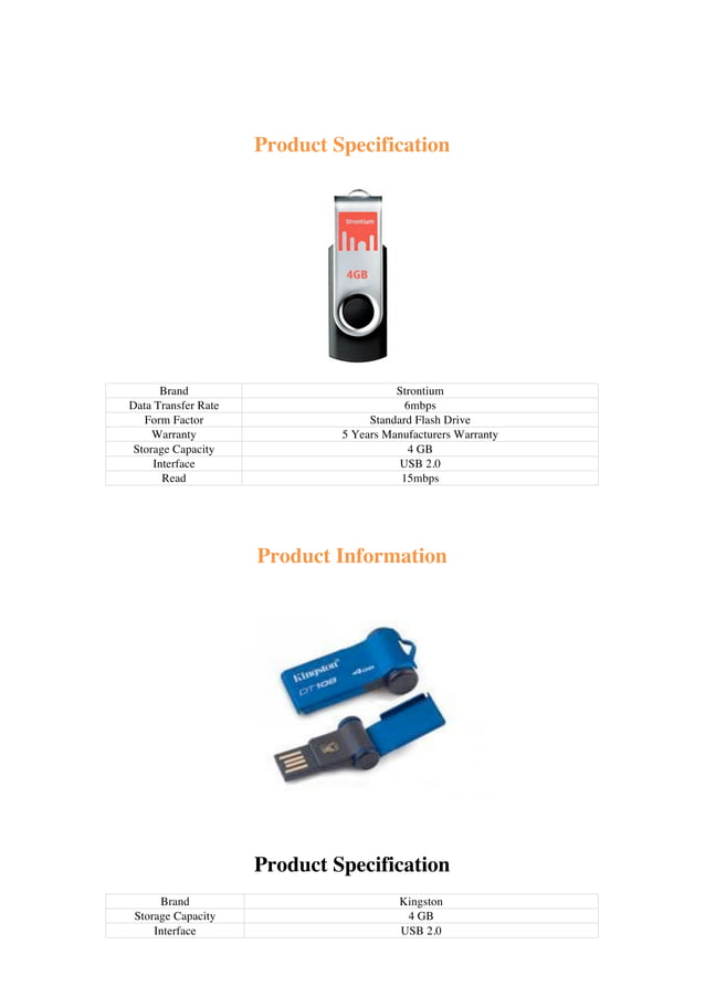 Pendrive Catalogue - 2GB & 8GB | PDF
