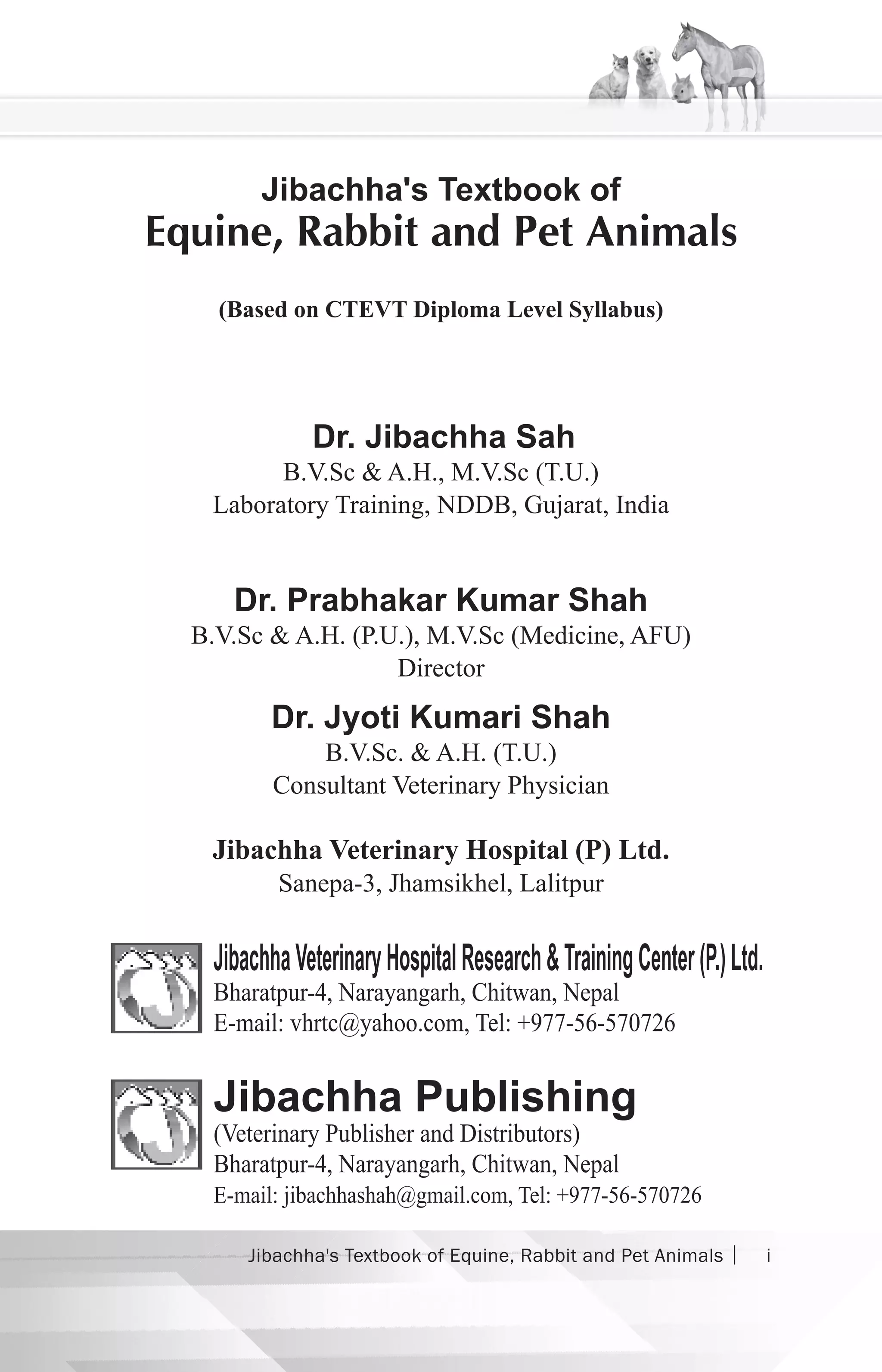 Jibachha's Textbook of Equine,Rabbit & pet Animals-Dr.Jibachha Sah | PDF