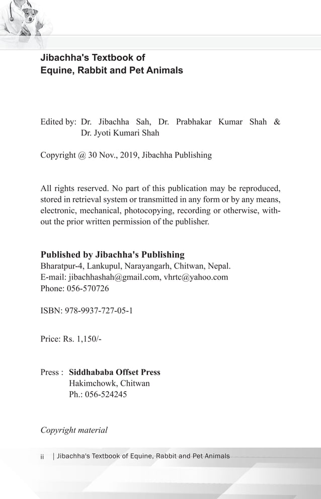 Jibachha's Textbook of Equine,Rabbit & pet Animals-Dr.Jibachha Sah | PDF