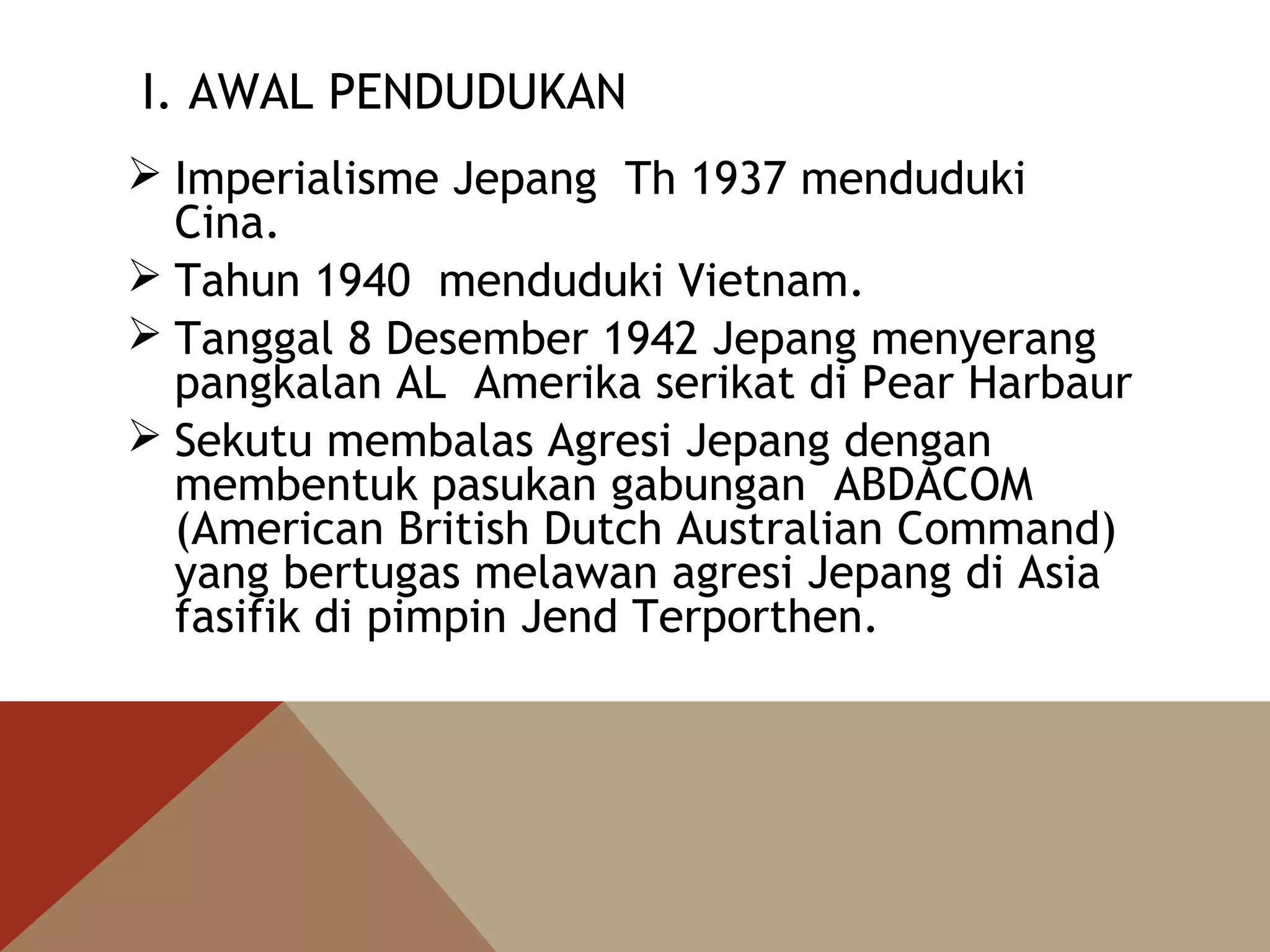 Pendudukan jepang di indonesia | PPT